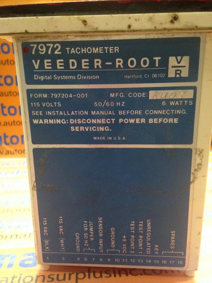 VEEDER-ROOT 797204-001 TACHOMETER 115V NEW!! QUANTITY!! WOW!! | eBay
