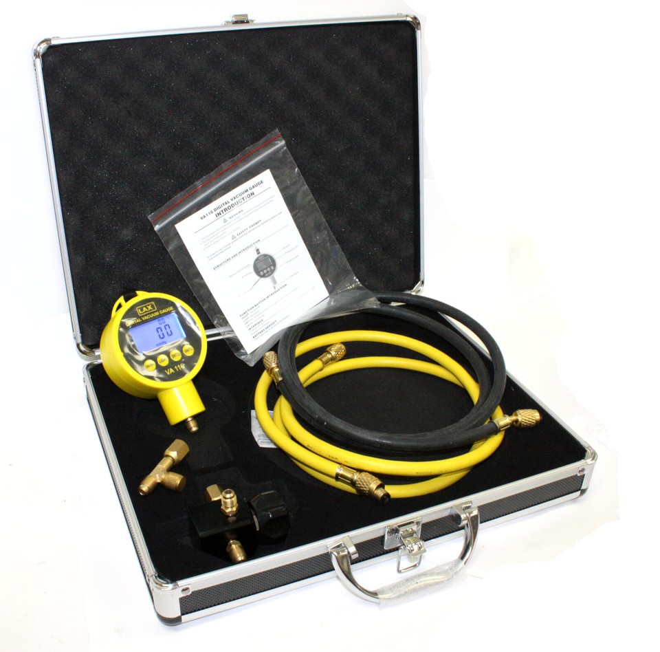 HVAC Single Digital Manifolds Refrigeration AC Vacuum Gauge Meter Hoses ...