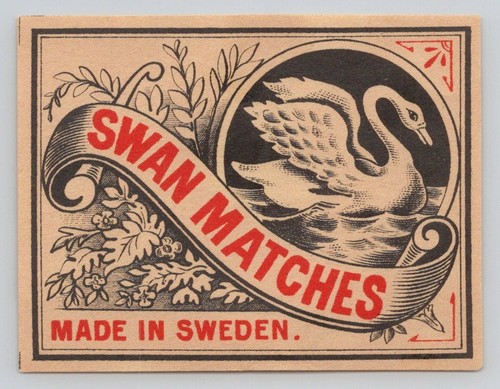 Swan Safety Matches Vintage Matchbox Label Made in Sweden | eBay
