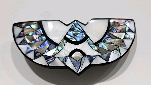 Vintage Inlayed Mosaic Abalone Shell & Mother of Pearl EAGLE Hair ...