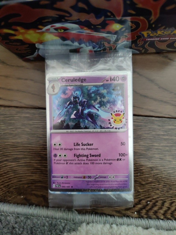 Ceruledge Pokemon Day 2024 Stamped Sealed Promo Card Paldean Fates 040/ ...