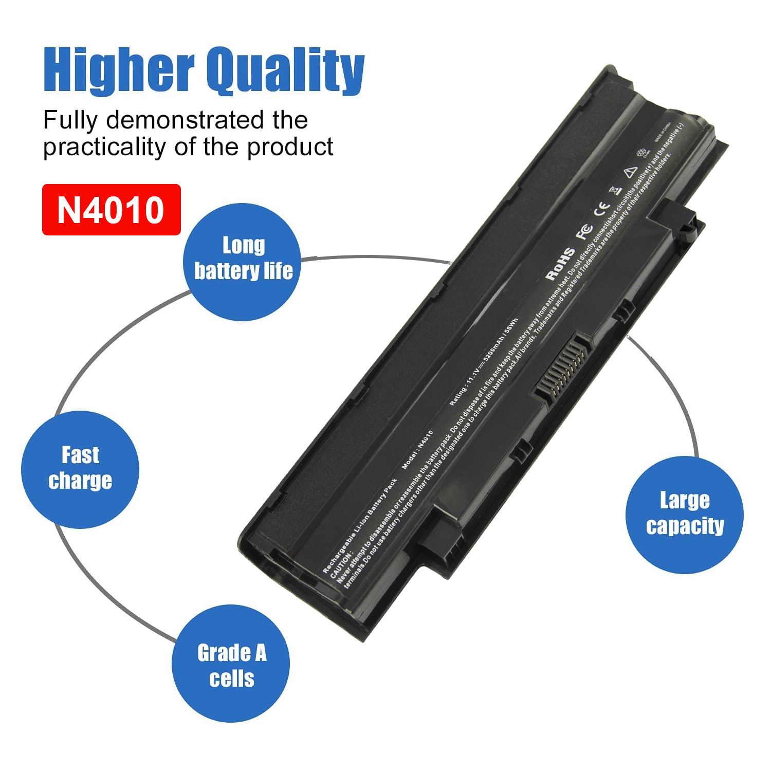 Battery J1KND for Dell Inspiron 3520 3420 M5030 N5110 N5050 N4010 N7110 ...