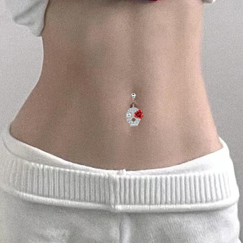 Fashion Punk Style Stainless Steel Belly Button Rings Zircon Crystal ...