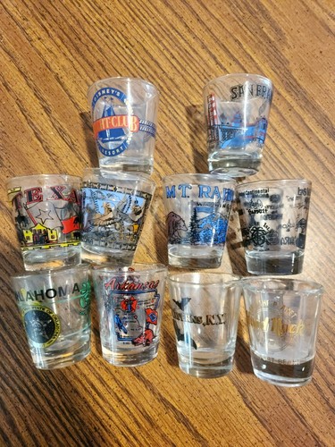 Vintage 10 Shot Glasses Lot | eBay