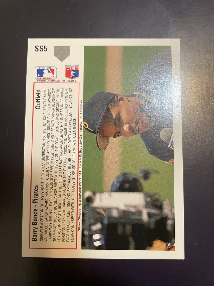 1991 UPPER DECK SILVER SLUGGERS INSERT #SS5 BARRY BONDS SAN FRANCISCO ...