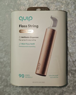 Quip Floss String Copper Metal Refillable Dispenser, Mint Floss Refill ...