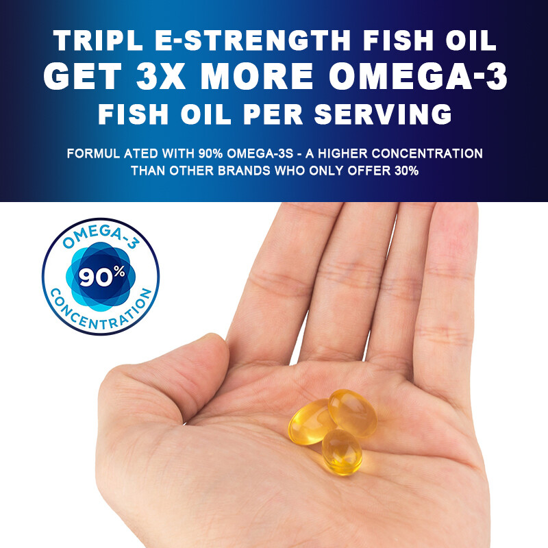 2pack Omega 3 Fish Oil Capsules 3x Strength EPA & DHA, Highest Potency ...