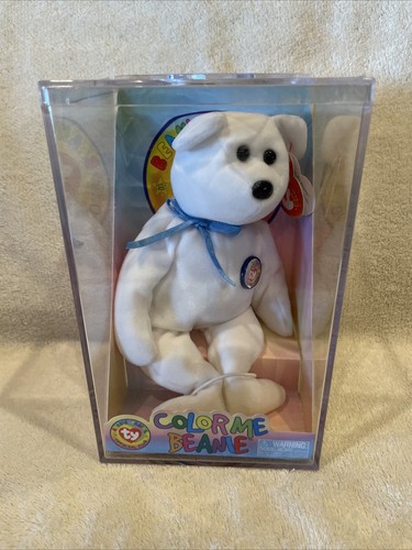 TY Beanie Babies COLOR ME BEANIE BEAR 2002 Never Opened Blue Ribbon ...