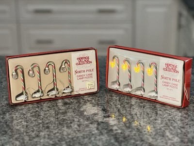 Heritage Village North Pole Candy Cane Lamp Posts Set Of 4 Lights#52621 ...