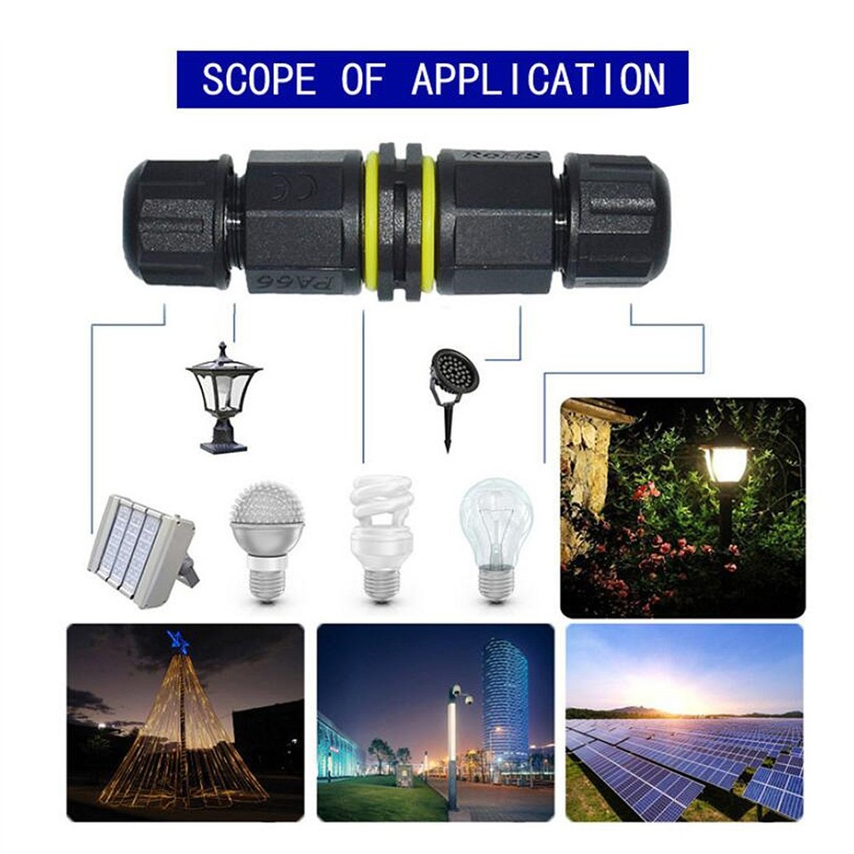 IP68 Waterproof Connector 3 Pin 2 Way Cable Terminal Adapter Wire ...