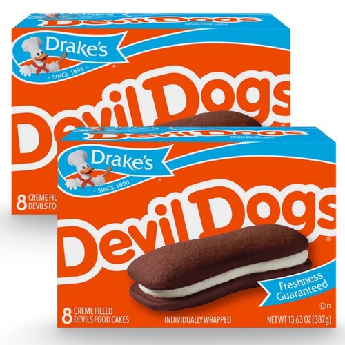 Drake's Devil Dogs Sandwich Chocolate and Vanilla Cream Snack Cakes (2 ...