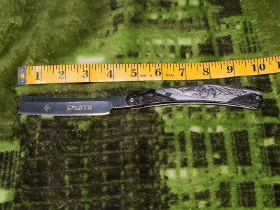 10" DEATH GRIM REAPER STRAIGHT RAZOR STAINLESS STEEL FOLDING KNIFE ...