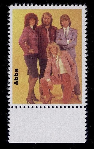 ABBA collector stamp from Pop Foto Magazine Germany Agnetha Benny Bjorn ...