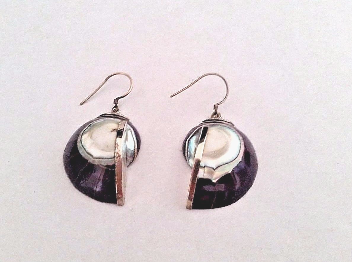 PURPLE NAUTILUS SHELL .925 SILVER PLATED EARRINGS | eBay