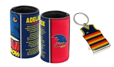 AFL ADELAIDE CROWS CAN COOLER STUBBY HOLDER & GUERNSEY BOTTLE OPENER ...