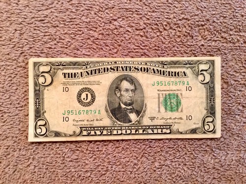 1950 C $5 Federal Reserve Note Five Dollar Bill Kansas City District | eBay