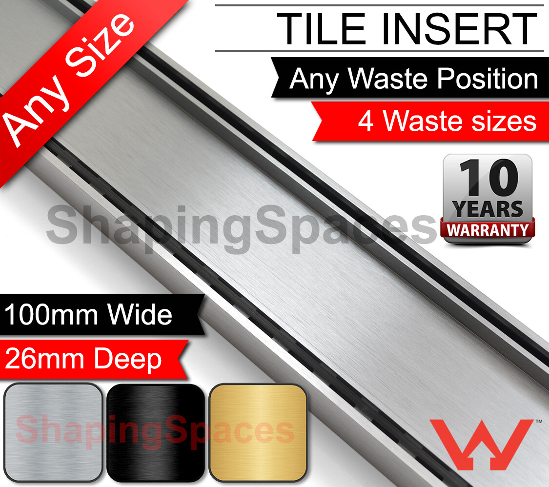 300mm - 5.6m LAUXES STI Tile Insert Strip Shower Grate Drain Linear ...