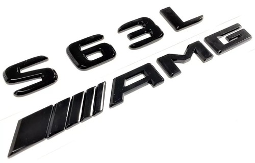 BLACK S63L + AMG REPLACEMENT FOR MERCEDES S63 REAR TRUNK EMBLEM BADGE ...