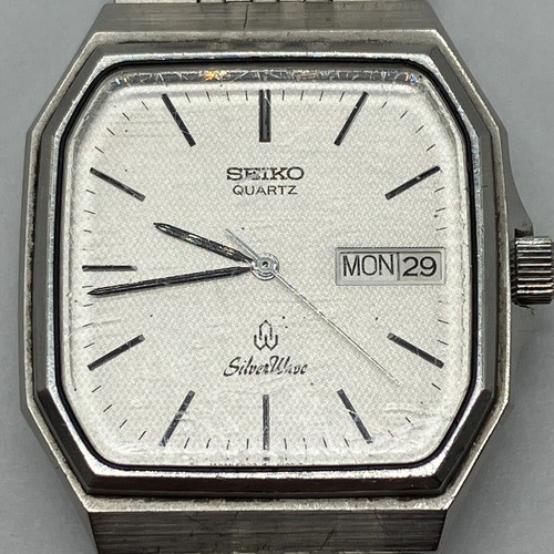 Seiko 5933-5120 Silver Wave Men's Quartz Watch Stainless Steel Japan in ...