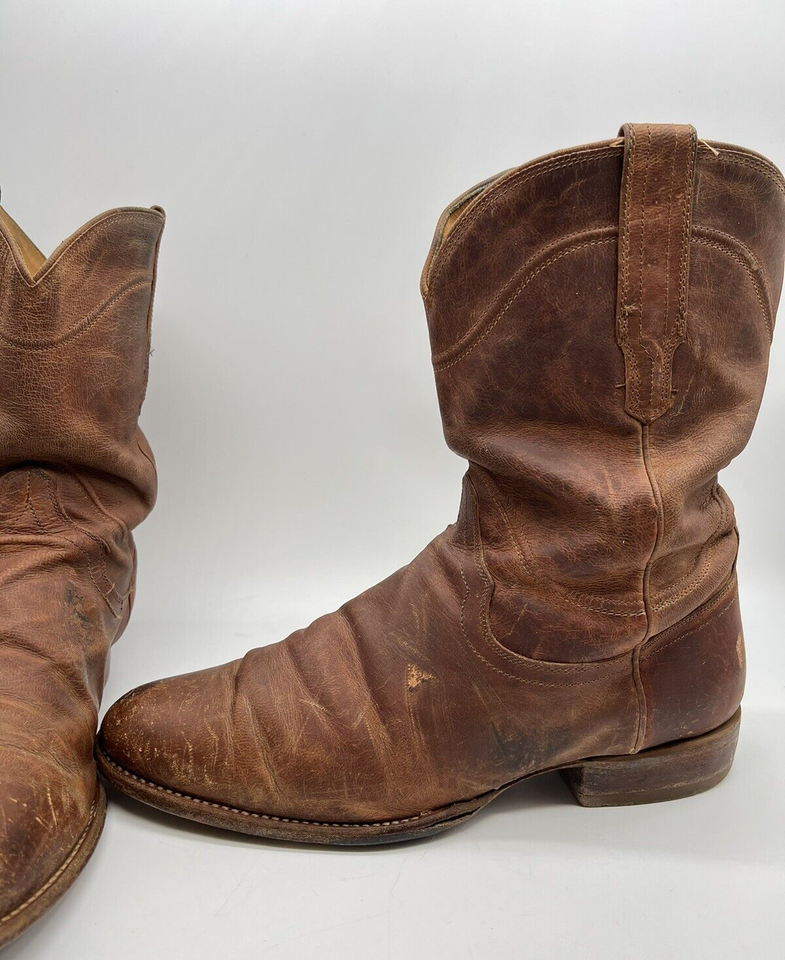 Preown TECOVAS THE EARL Roper Boot Calfskin Leather Men Sz 10 EE Scotch ...