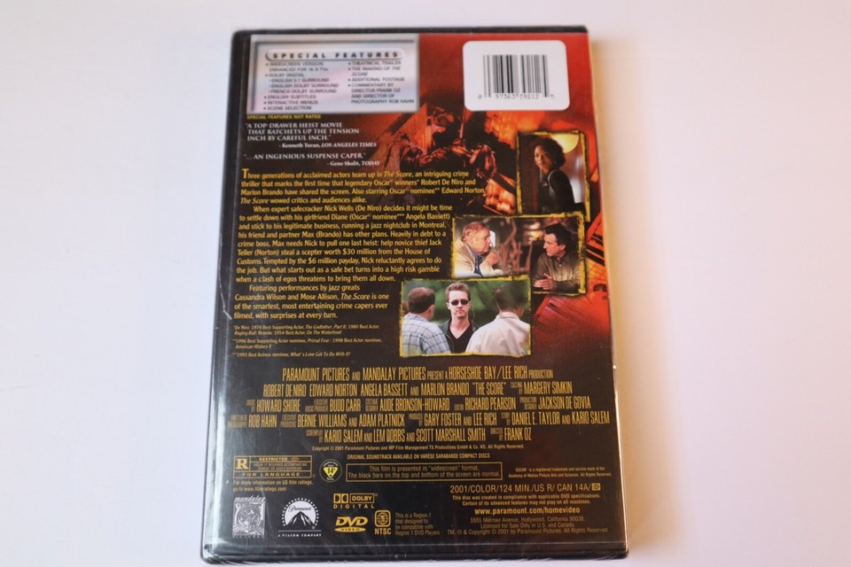 The Score DVD 2001 Robert De Niro Edward Norton New and Sealed | eBay