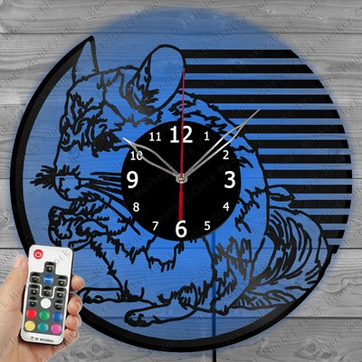 LED Vinyl Clock Chinchilla Light Vinyl Record Wall Clock Decor Home ...