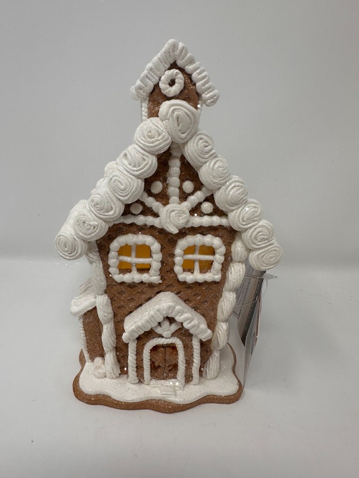 Neutral Gingerbread House, Christmas Village, Brown & White, NEW 7 ...