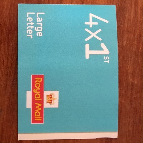 Royal Mail 1st Class Large Letter Stamps - Book of 4 Genuine Barcode ...