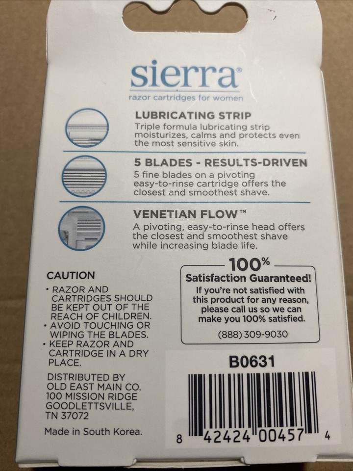 Sierra Razor Cartridges for Women 5 Blade 4 Cartridges Lubricating ...