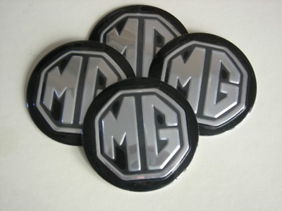 MG MGB MIDGET TD TC TF WHEEL CENTER CAP EMBLEMS ALUMINUM STICKERS CONED ...