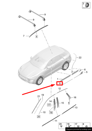 Film de protection de porte avant droite PORSCHE MACAN 95B 95B853824A ...