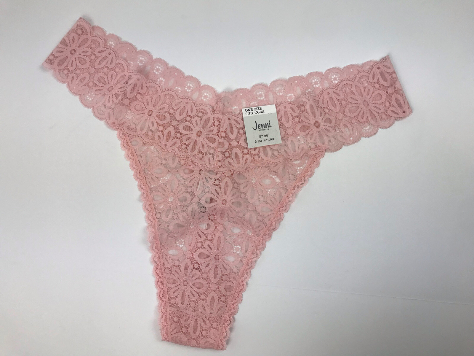 Jenni Intimates Lot of 4 Plus Size 1X 2X 3X Thong Panties Pink Lace New ...
