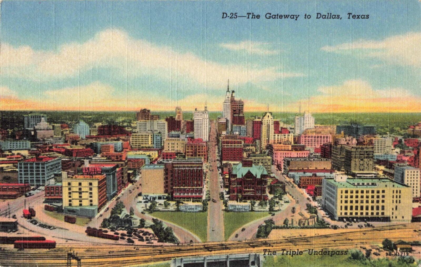 Postcard TX Dallas Texas-Triple Underpass-Gateway-Buildings-Cars ...