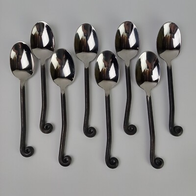 8 Gourmet Settings GS Treble Clef Soup Table Spoons Stainless Flatware ...