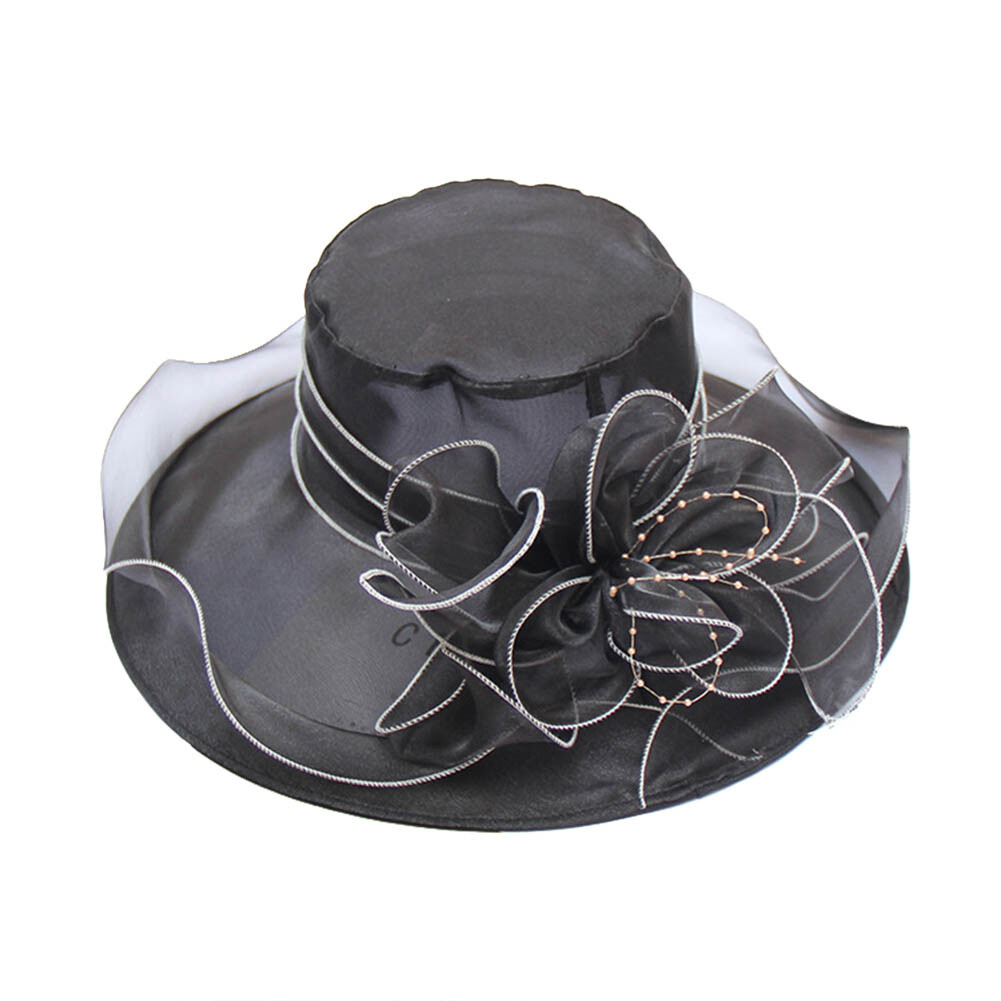 Women Hat Floral Design Sun Protection Temperament Foldable Party Cap ...