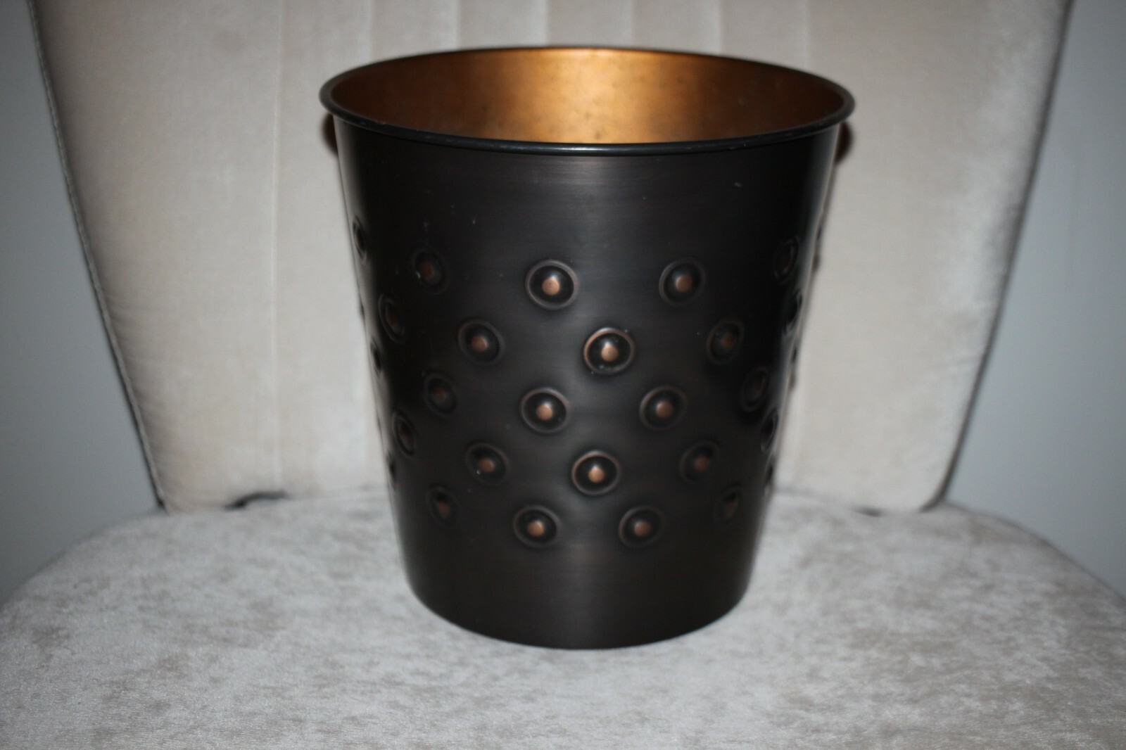 Metal Bronze/Gold Trash Cans For Bathroom Or Office 10" Tall 10" Width ...