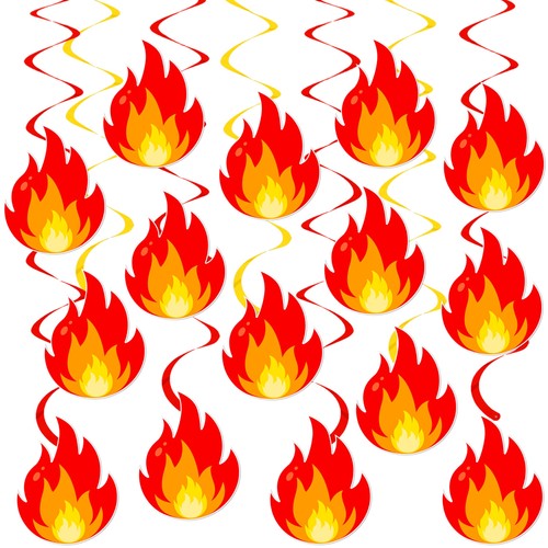 20Pcs Fire Flame Hanging Swirls Fire Birthday Party Decorations Flame ...