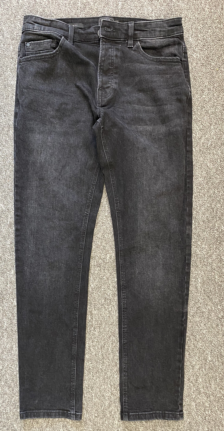 Next Jeans 30R Slim Fit 30 Leg Black Denim Button Fly - Gem