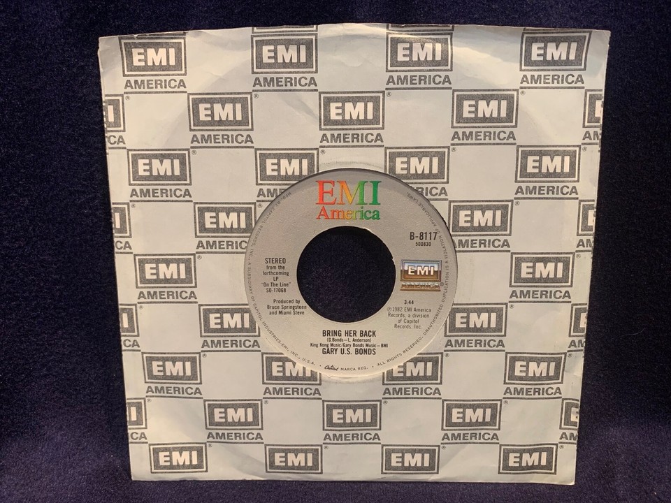 OUT OF WORK b/w BRING HER BACK by Gary U.S. Bonds (7" Vinyl, 1982, EMI America) | eBay