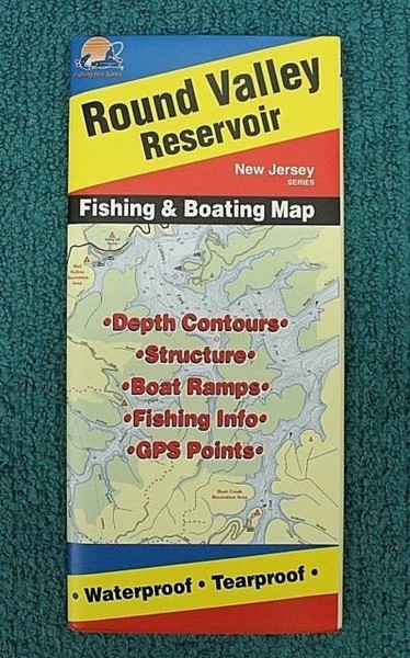 Round Valley Reservoir NJ Fishing and Boating Waterproof Print Map ...