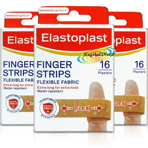 3x Elastoplast Finger Strips Extra Flexible Fabric Plasters 16 ...