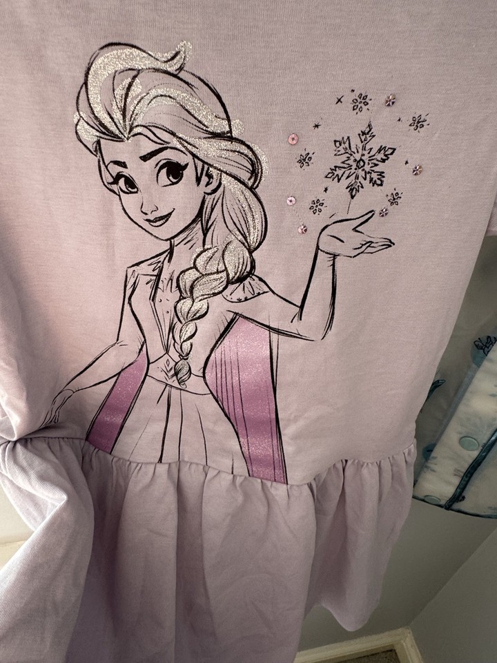 George Girls Frozen Elsa & Anna Rain Mac & Dress Bundle - Age 4 - 5 ...