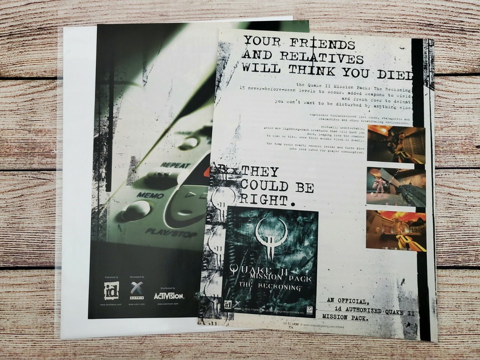 Quake II 2 Mission Pack The Reckoning 1997 PC Game Big Box Promo Ad ...