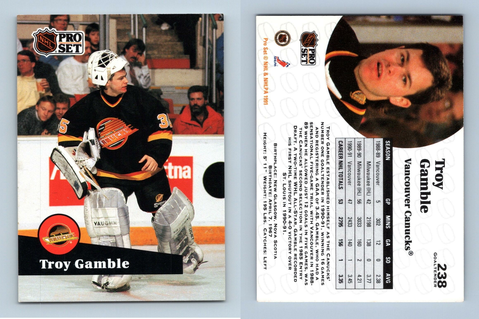 Troy Gamble #238 NHL Pro Set 1991-92 Hockey Trading Card | eBay