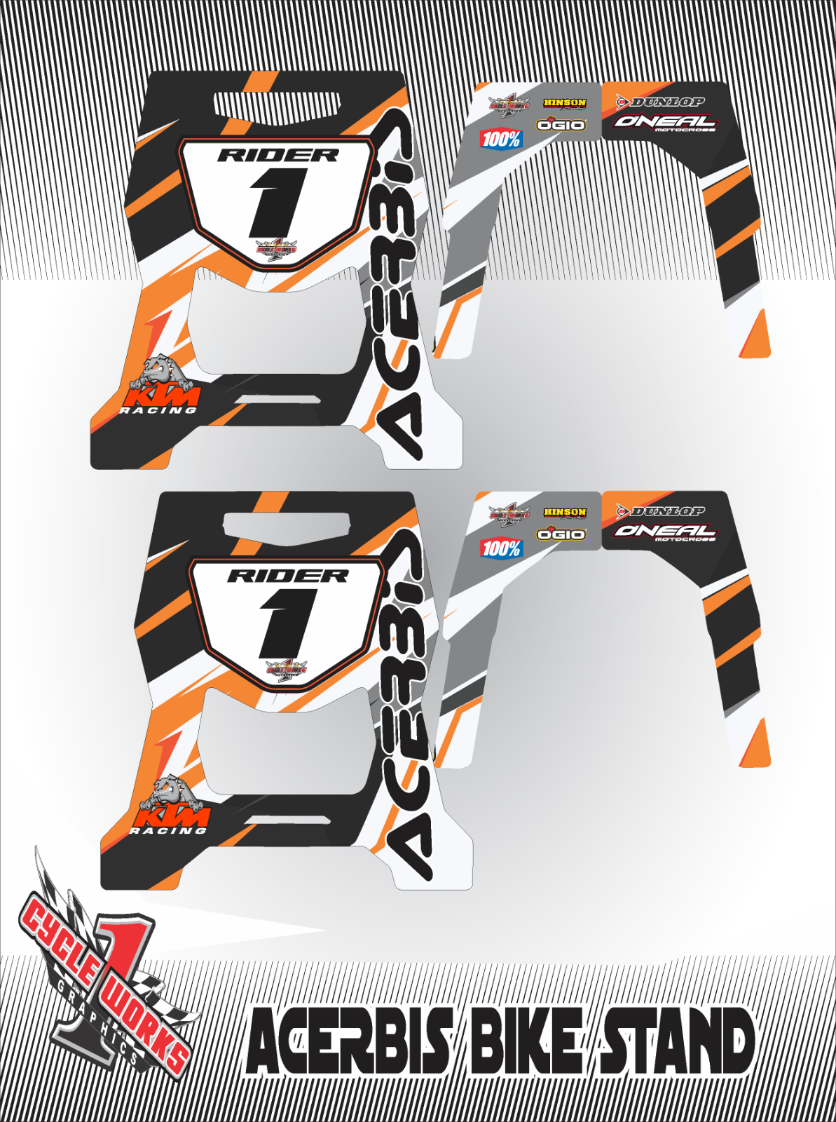Acerbis Bike Stand 711 Graphics kit Decal kit FREE Name and Number | eBay