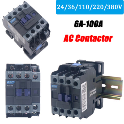 6A - 100A Amp AC Contactor Single/Three Phase 24/36/110/220/380V Coil ...