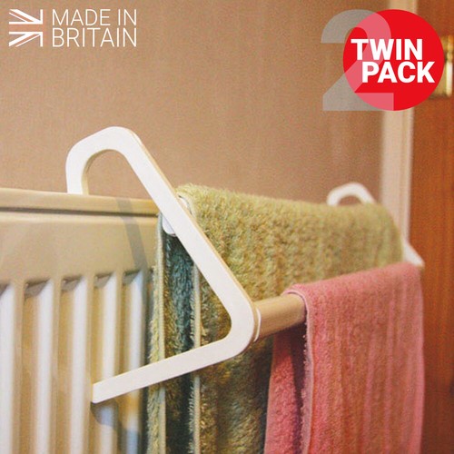 Radiator Airer 2 Bar Twin Pack Towel Rail Holder Indoor Drying Rack For ...