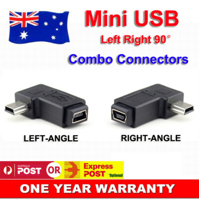 2pcs 90° Degree Left Right Angle Mini USB Male to Female Converter ...