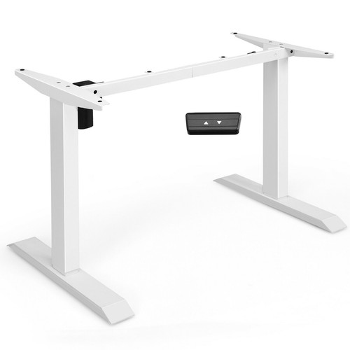 Electric Sit to Stand Adjustable Desk Frame w/ Button Controller White ...