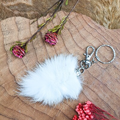 Rt07 RABBIT Tail Keychain Hook NATURAL Genuine Lucky purse crafts ...